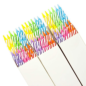 BLUE PANDA - 154-Piece Candles Number 0-9 Rainbow Stripes Birthday Cake Numeral Topper Decorations with Holders for Party Decor
