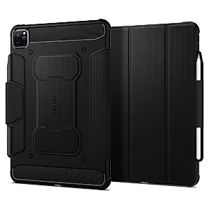 Spigen Rugged Armor Pro Designed for iPad Pro 12.9 inch Case M2 6th Generation (2022) / 5th Generation (2021) with Pencil Holder - Black