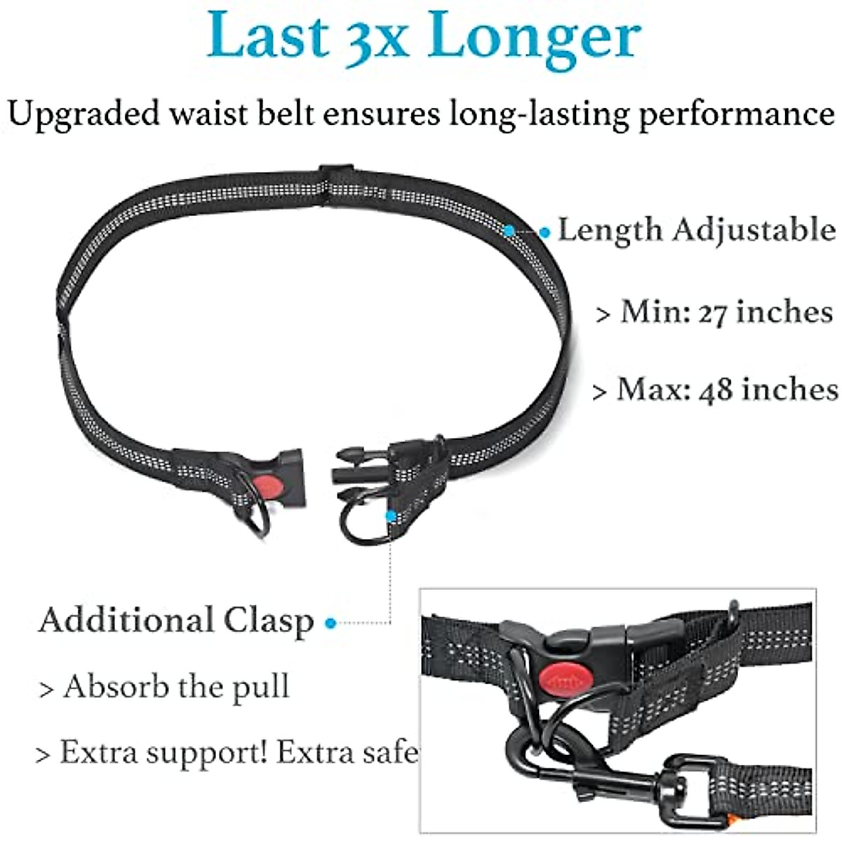 iYoShop Retractable Hands Free Dog Leash – Dual Handle Bungee Waist Leash for Small Medium and Large Large Dogs (25-150 lbs)