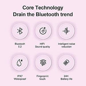 Hoseili 2023new editionBluetooth Headphones.Bluetooth 5.2 Wireless Earphones in-Ear，LED Power Display IPX7 Waterproof Band Microphone Touch Control Portable Charging Case for iOS Android PC. YJA5