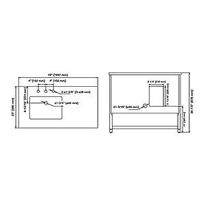 Ove Decors Stanley 42 inch Bathroom Vanity Combo Freestanding Bath Cabinet | Modern Single Sink with Cultured Marble Countertop | Backsplash Included, Midnight Blue