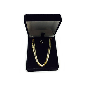 Jewelry Affairs 14k Yellow Real Solid Gold Mirror Box Chain Necklace, 1.7mm, 30"