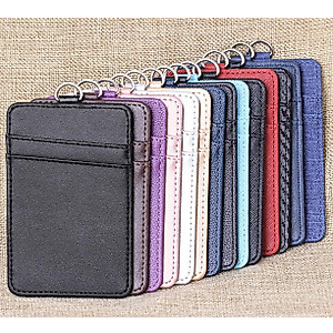 Leather Badge Holder and Adjustable Retractable Lanyards, Quick Release Buckle and Safety Breakaway Lanyards with Swivel Metal Clasp for Offices, Staff, Students, Employees