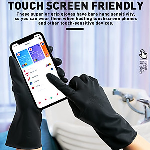 ThxToms Chemical-Resistant Reusable Latex Gloves, 5 Pairs Professional Hair Coloring Rubber Gloves for Painting, Cleaning, Hair Dyeing, Black, Small