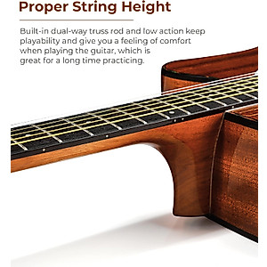 Acoustic Guitar, Cutaway Acoustic Guitar Dreadnought Full Size 41 Inch Acustica Guitarra Bundle with Gig Bag for Beginners Adults Teens Professionals, Glossy Sapele, by Vangoa