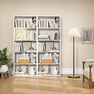 oneinmil Bookcase and Bookshelf, Floor Standing 5-Story High Bookshelf, Display Storage Rack, Home Decorative Furniture, Suitable for Home Offices, Living Rooms, and Bedrooms, White