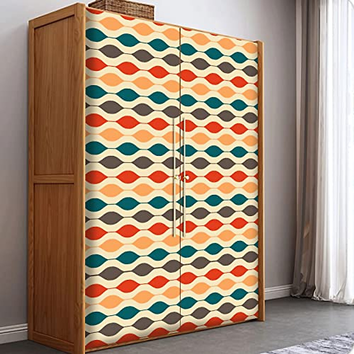 Red＆Yellow＆Green Peel and Stick Wallpaper Contact Paper 15.7”×196.8” Removable Wall Coverings for Home Decorative Table and Door Renovated