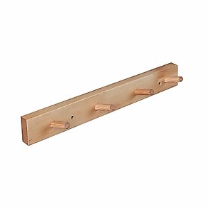 CONSDAN Coat Rack Wall Mount, USA Grown Hickory Coat Hooks with 4 Hooks, Wooden Coat Hanger Wall Mount for Hanging Coats, Jacket, Clothes, Hat, Natural Hickory