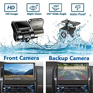 Naifay Single Din Car Stereo with Dash Cam & Backup Camera, 7INCH Flip Out Single Din Touchscreen Car Stereo with Apple Carplay & Android Auto, Car Audio Receivers Bluetooth Mirrorlink FM Car Radio