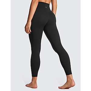 CRZ YOGA Womens Butterluxe Cross Waist Workout Leggings 25 Inches - V Crossover High Waisted Gym Yoga Black Medium