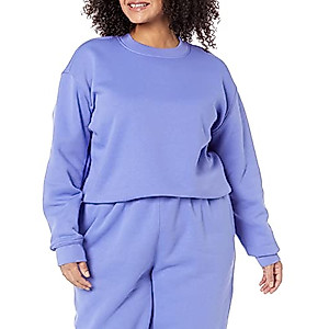 Amazon Essentials Women's Cropped Drop Shoulder Sweatshirt (Available in Plus Size), Purple Blue, Small
