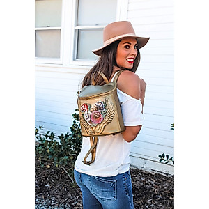 Anuschka Women’s Genuine Leather Backpack - Hand Painted Exterior - Angel Wings