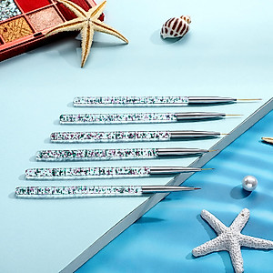 Maitys 6 Pcs Eyeliner Brushes Fine Point Thin Eye Makeup Gel Eyeliner Brush Water Activated Graphic Cosmetic Liner Wands for Eyes Makeup Tools(Bright Style)