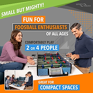 Sport Squad FX40 40 inch Table Top Foosball Table for Adults and Kids - Compact Mini Tabletop Soccer Game - Portable Recreational Hand Soccer for Game Room & Family Game Night - Incl. 2 Foosball Balls