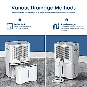 ROVRAK 50 Pint 3500 Sq. Ft. Dehumidifier 3 Modes Adjustable Household Dehumidifier, with Auto or Manual Drainage and 0.66 Gallon Water Tank Capacity for Living Room Wardrobe Garage