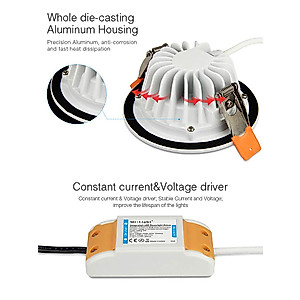 LGIDTECH FUT063 RGB CCT 6W LED Recessed Ceiling Downlight 4 Inch AC100-240V IP54 Must Work with Milight RGB+CCT Remote,B4 Panel Or Smartphone APP Control Via Gateway(Sold Separately)