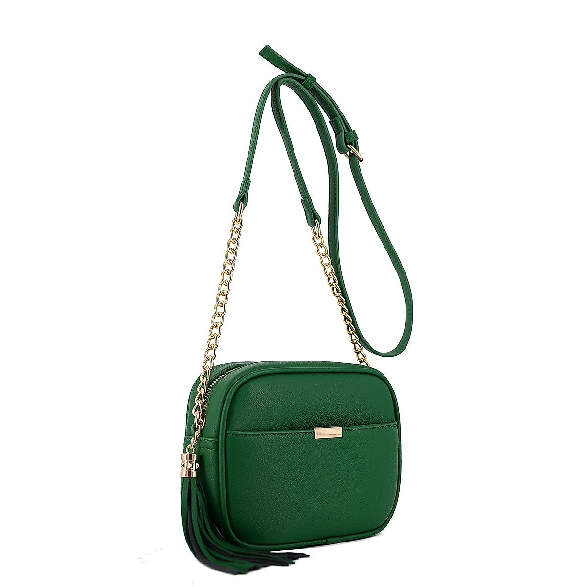V+BENIE Tassel Small Crossbody Bag with Chain Strap Small Purse Handbags for Women, Camera Bag Kelly Green
