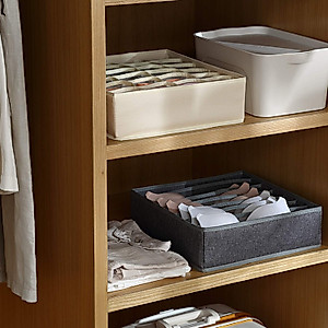 STYLIFING Bra Socks Underwear Organizer 3 Pack, Foldable Closet Organizer Drawer Soft Fabric Dresser Drawer Divider Bins for Bra Underwear Socks Ties Lingerie(Gray)