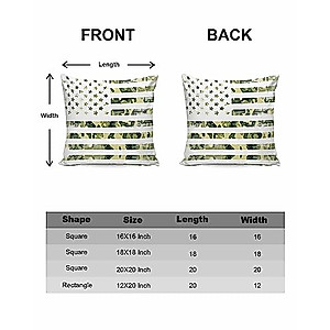 applebless Set of 2 Throw Pillow Covers Square for Home Decor, Camo 18x18 Inch Cotton Reversible Pillow Case Sofa Soft Cushion Cases for Bedroom Couch Bed Car Chair
