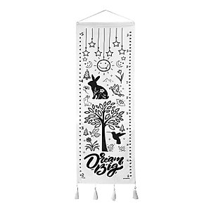 Canvas Growth Chart for Kids for Measuring Height Against The Wall Unique Gift Ideas, Gender Neutral Measure Toddler’s Growth for Boys and Girls Strong Fabric Height Ruler