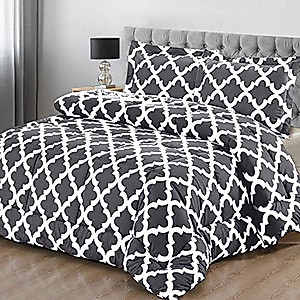 Utopia Bedding - Comforter Set with 2 Pillow Shams - 3 Pieces Bedding Comforter Sets - Down Alternative Comforter - Soft and Comfortable - Machine Washable, Quatrefoil Gray, King