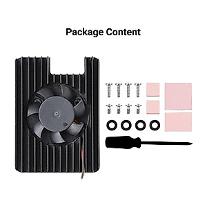 waveshare Cooling Fan for Raspberry Pi Compute Module 4 CM4, All-in-one Heatsink, PWM Speed Adjustable, 8000±10% RPM, Low Noise, with Thermal Tapes