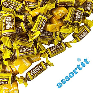Chewy Lemon Candy Taffies - 3 lbs - Lemon Starburst and Tootsie Fruit Chews Soft Taffy Candies - Yellow Fun Sized Fruity Lemon Chew Assortment - Individually Wrapped, 48 oz.
