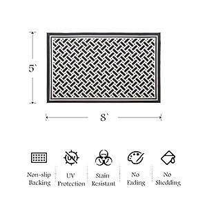 tchdio Weave Outdoor Patio Rug 5x8 Area Rug, Classic Outdoor Area Rug, Easy Cleaning, High Traffic, Non Shedding Indoor Outdoor Rugs