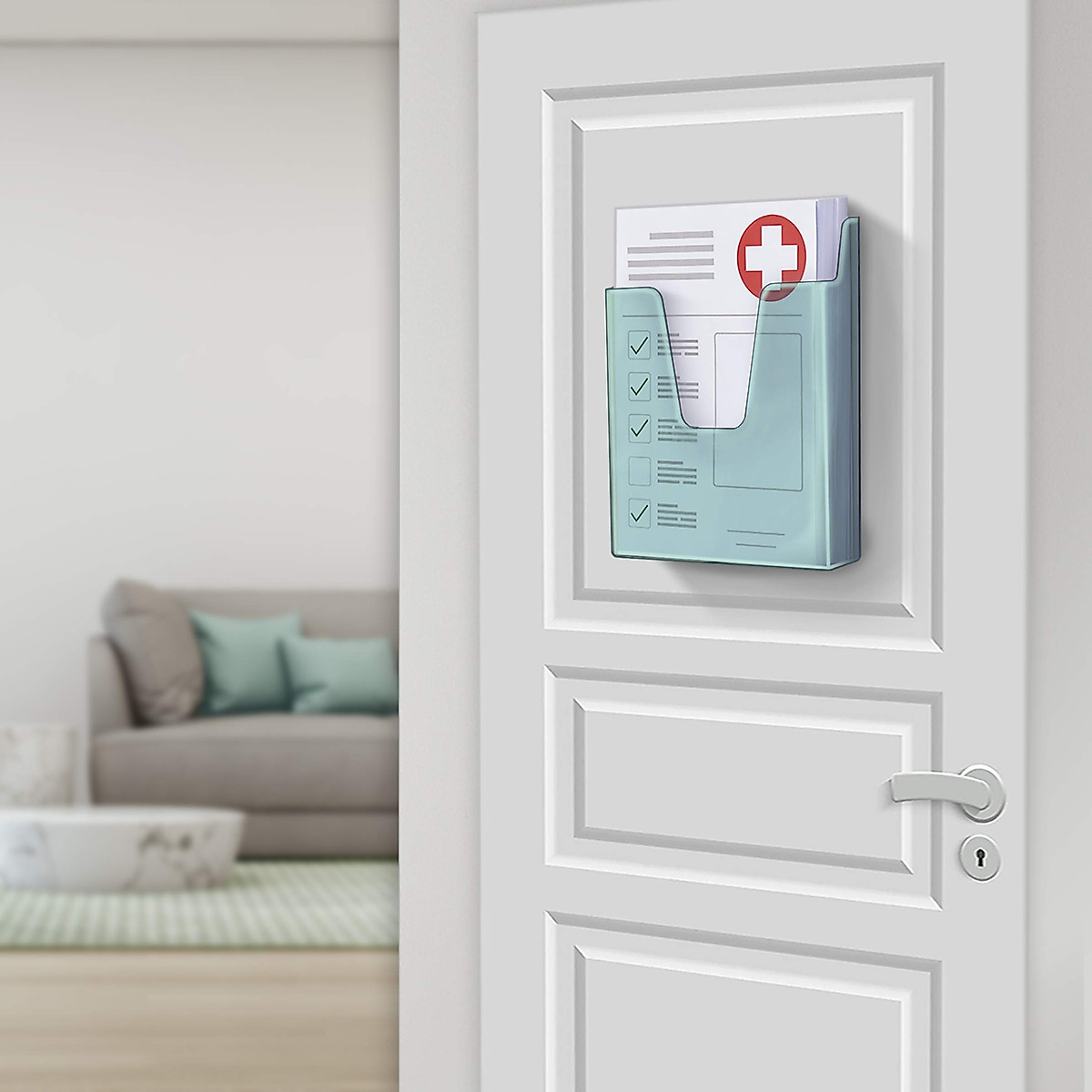 Acrimet Pocket File Holder Vertical Design Brochure Display (for Wall Mount or Countertop Use) (Removable Supports Included) (Letter Size) (Clear Green Color)