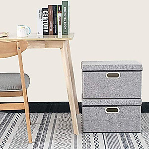 Foldable Fabric Storage Bins with Lids [3-Pack]with Removable Lid and Handles Fashionable Decorative Collapsible Linen Storage Box Used For Clothes Toys Books Home Closet Bed room Office