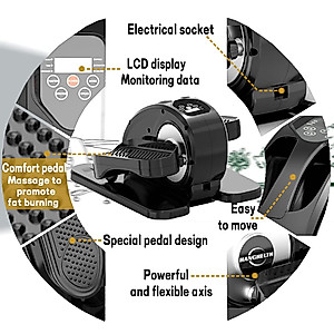 Hanghelth Under Desk Ellipitical Machine,Electric Mini Seated Elliptical Training Machine,with Resistance Band,Mat,Remote Controller for Seniors,Adults,Foot Pedal Exerciser Home and Office Workout
