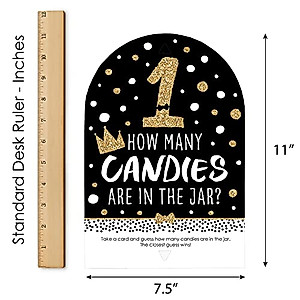 Big Dot of Happiness 1st Birthday Little Mr. Onederful - How Many Candies Boy First Birthday Party Game - 1 Stand and 40 Cards - Candy Guessing Game