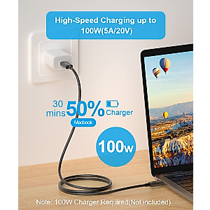 SHENGWEI Thunderbolt 3 Cable 2.3 ft, USB C Cable Supports 40Gbps Date Transfer 100W Charging(20V 5A) Single 5K@60Hz Monitor, Ideal for Type-C MacBook, Dell, Apollo, Pixel, Docking, Hub and More