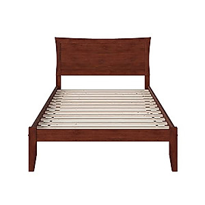 AFI Metro Full Platform Bed with Open Footboard and Turbo Charger in Walnut