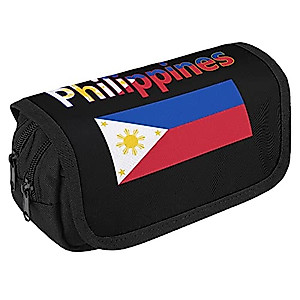 Flag of The Philippines Large Capacity Pencil Case Multi-Slot Pencil Bag Portable Pen Storage Pouch with Zipper