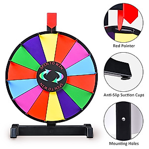 WinSpin 12" Color Prize Wheel Tabletop 14 Slots Heavy Duty Editable Spinning Wheel for Fortune Spinning Game Carnival & Tradeshow, Classic Series