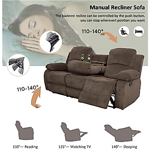 AYCP Corduroy Living Room Furniture Set Reclining Sofa Set Loveseat Furniture Sets in Living Room Sofa Recliners (3 Pieces, Taupe Corduroy)