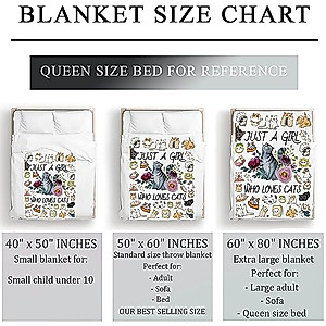 Cat Blanket Ultra Soft Flannel Throw Blanket Just a Girl Who Loves cat Blankets Cat Gifts for Cat Lovers Cozy Lightweight Blankets for Women Kids Adults 50"X 40"