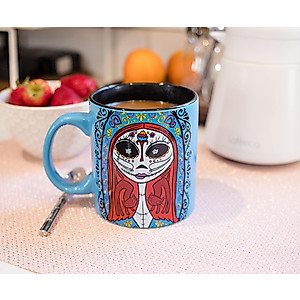 The Nightmare Before Christmas Jack and Sally Day of the Dead Ceramic Coffee Mug | Official Disney Kitchen Accessories | Oversized Cup For Home Kitchen, Holiday Drinkware | Holds 20 Ounces