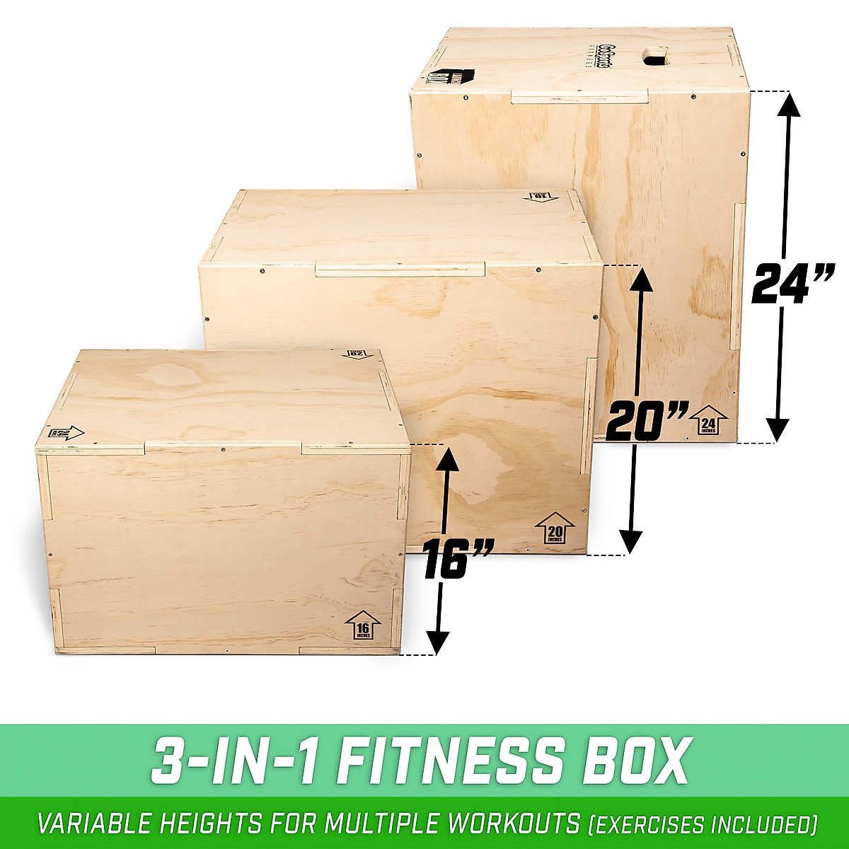 GoSports Fitness Launch Box - 3-in-1 Plyo Jump Box for Exercises of All Skill Levels