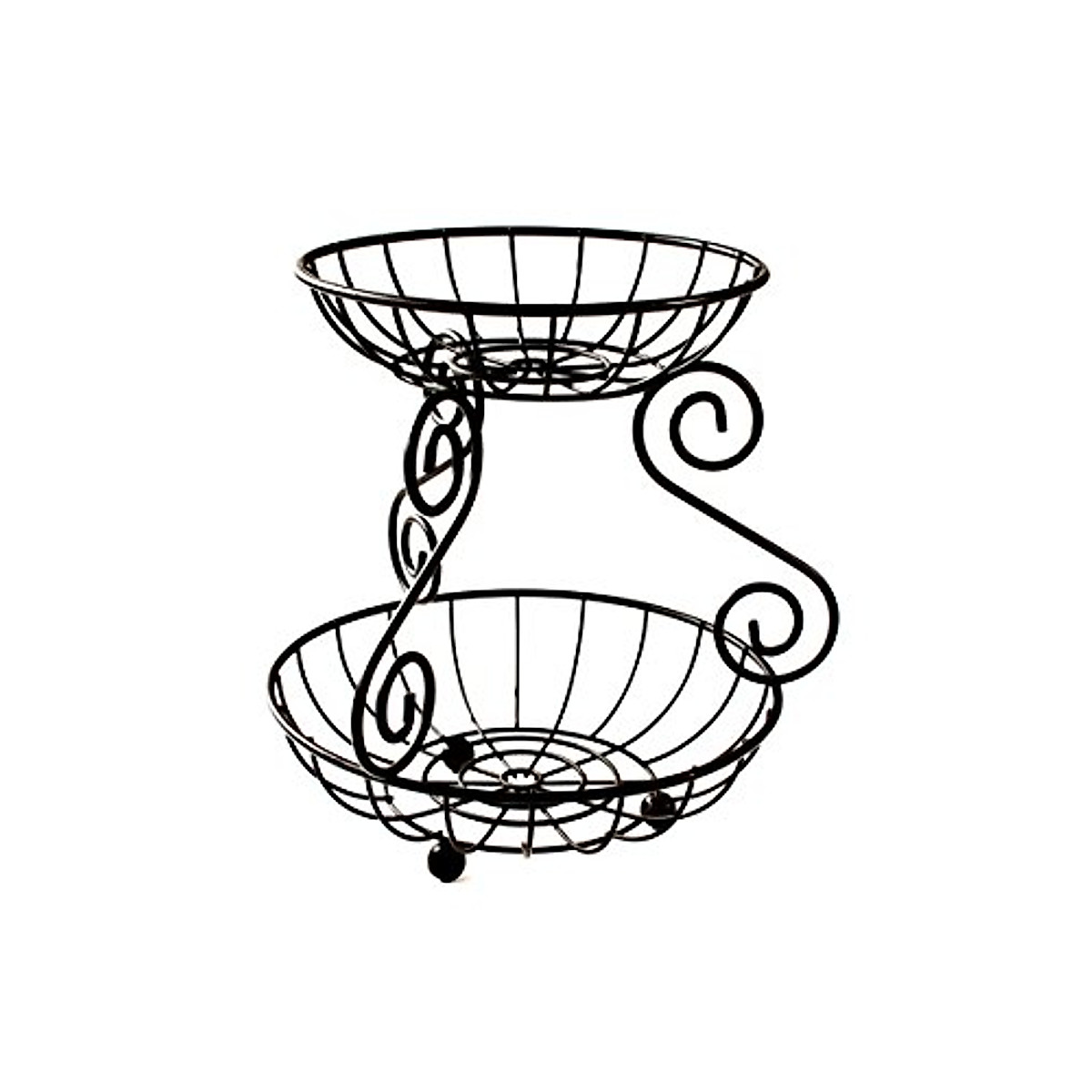 Spectrum Diversified Scroll 2-Tier Server for Serving Displaying and Storing Fruit Vegetables Produce and More, Black