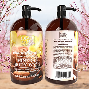 Dead Sea Collection Almond Vanilla Body Wash for Women and Men - with Pure Dead Sea Minerals and Sweet Almond Oil - Cleanses and Moisturizes Skin - Pack of 2 (67.6 fl. oz)