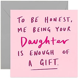 Old English Co. Birthday Card - Funny Humour Greeting Card for Mum or Dad | Joke Card for Parents from Daughter | Blank Inside & Envelope Included (Daughter)