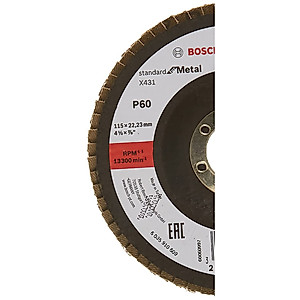Bosch 2608603653 Angulated K60 Flap Disc for Metal, 0 V, Black/Red, 115 mm