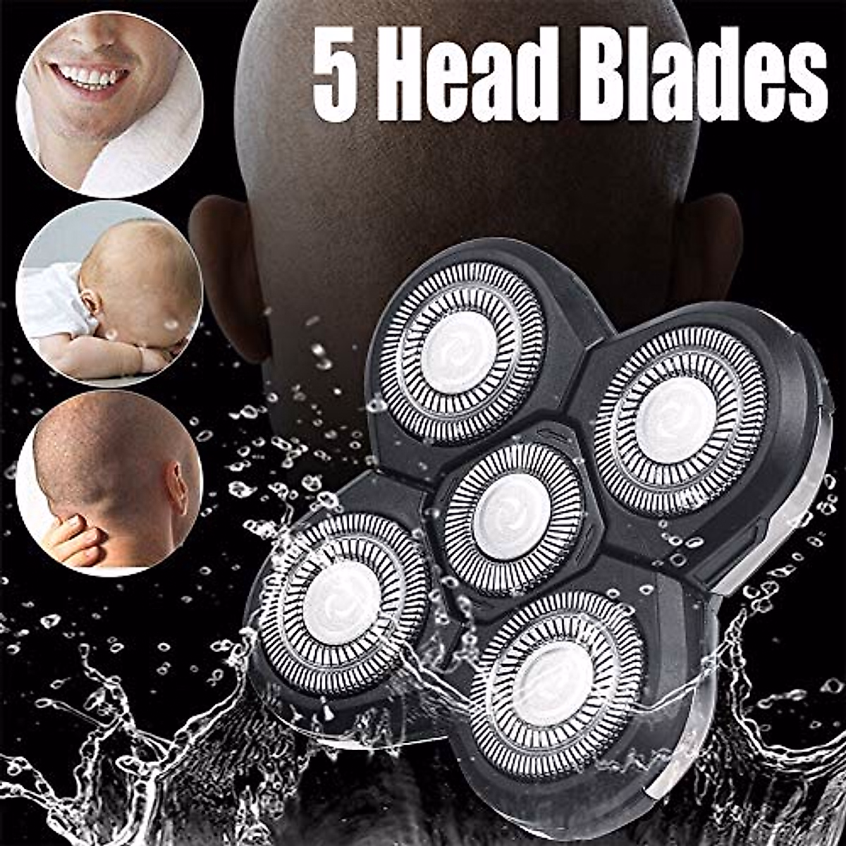Shaver Blade Heads, 5 Heads Beard Cutter Replacement Blade Electric Razor Shaver Head for Head and Face Easy Installation