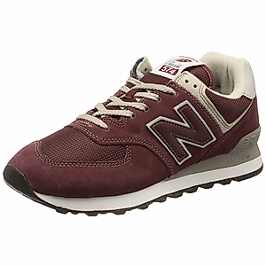 New Balance Men's 574 Core Sneaker, Burgundy/White, 10
