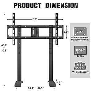 TVON Universal TV Stand Base for 55-90 Inch Flat/Curved TVs, Table Top TV Stand with 4 Level Height Adjustment and Heavy Duty Base, Holds up to 150 lbs