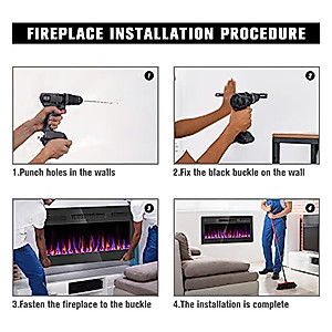 Upesitom Electric Fireplace 43" Upgrade Fireplace Heater Recessed & Wall Mounted, 750/1500W Linear Fireplace LED Electric Fireplace Insert with Adjustable Flame Colors, Timer, Remote Control