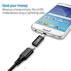 iPhone to Android Adapter, iPhone to USB C Adapter 2 Pack Fast Charge iOS to Micro USB/USB C Converters Compatible with Samsung Galaxy S9/8/7/6/5 Note 9/8/6/5, LG V20 30, Oneplus, HTC and More