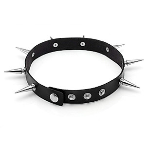 Manfnee Leather Spike Rivet Bracelet Choker Punk Gothic Metal Studded Cuff Bangle Black Wristband